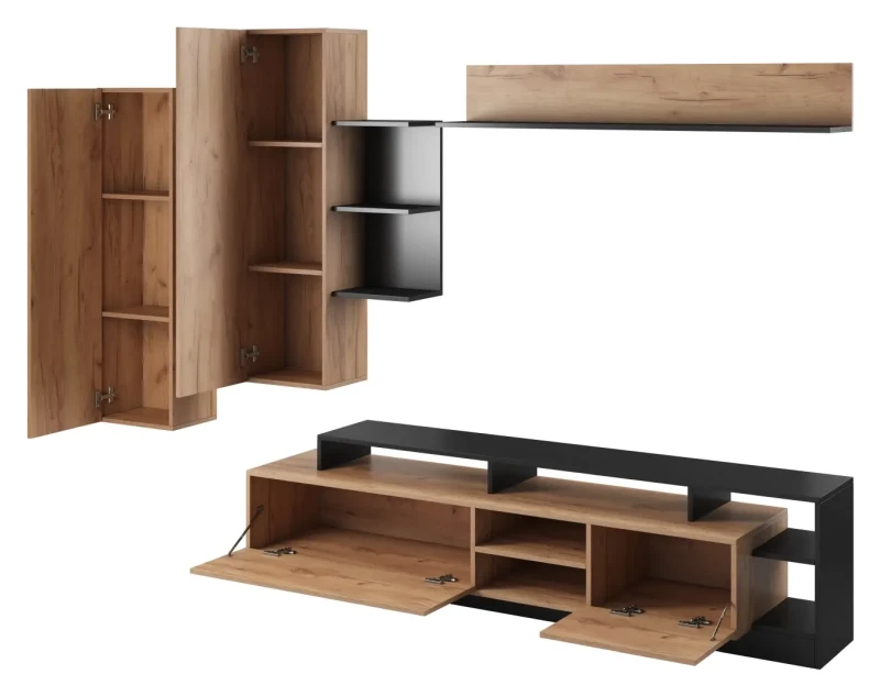 Meblościanka Alva nowoczesna dąb craft + antracyt z kategorii ...